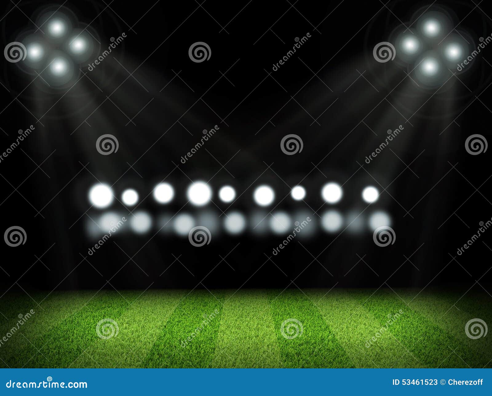 Empty Green Field with Bright Lights Stock Image - Image of light ...