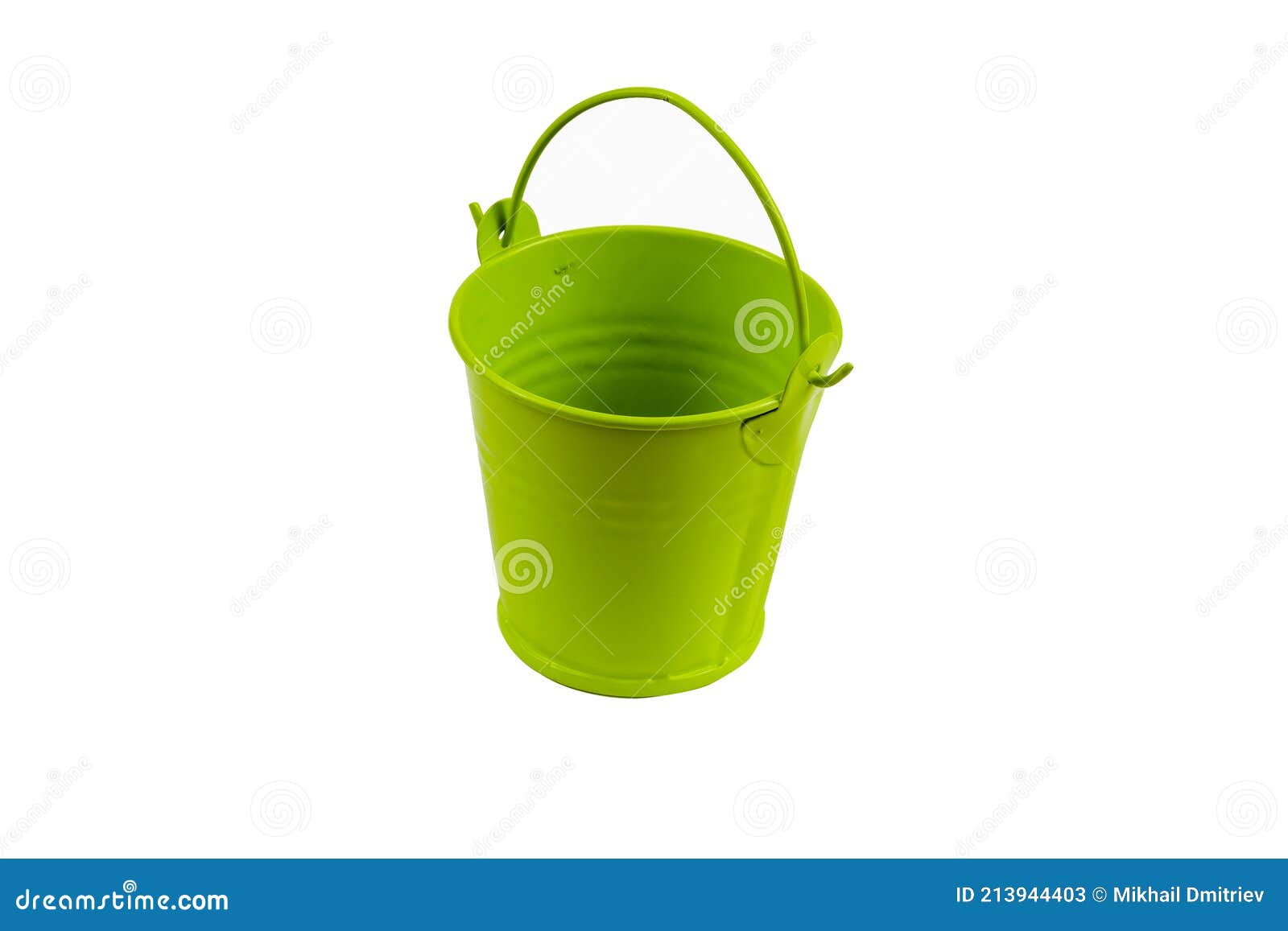 Empty Green Metal Bucket on a White Background Stock Image - Image of ...