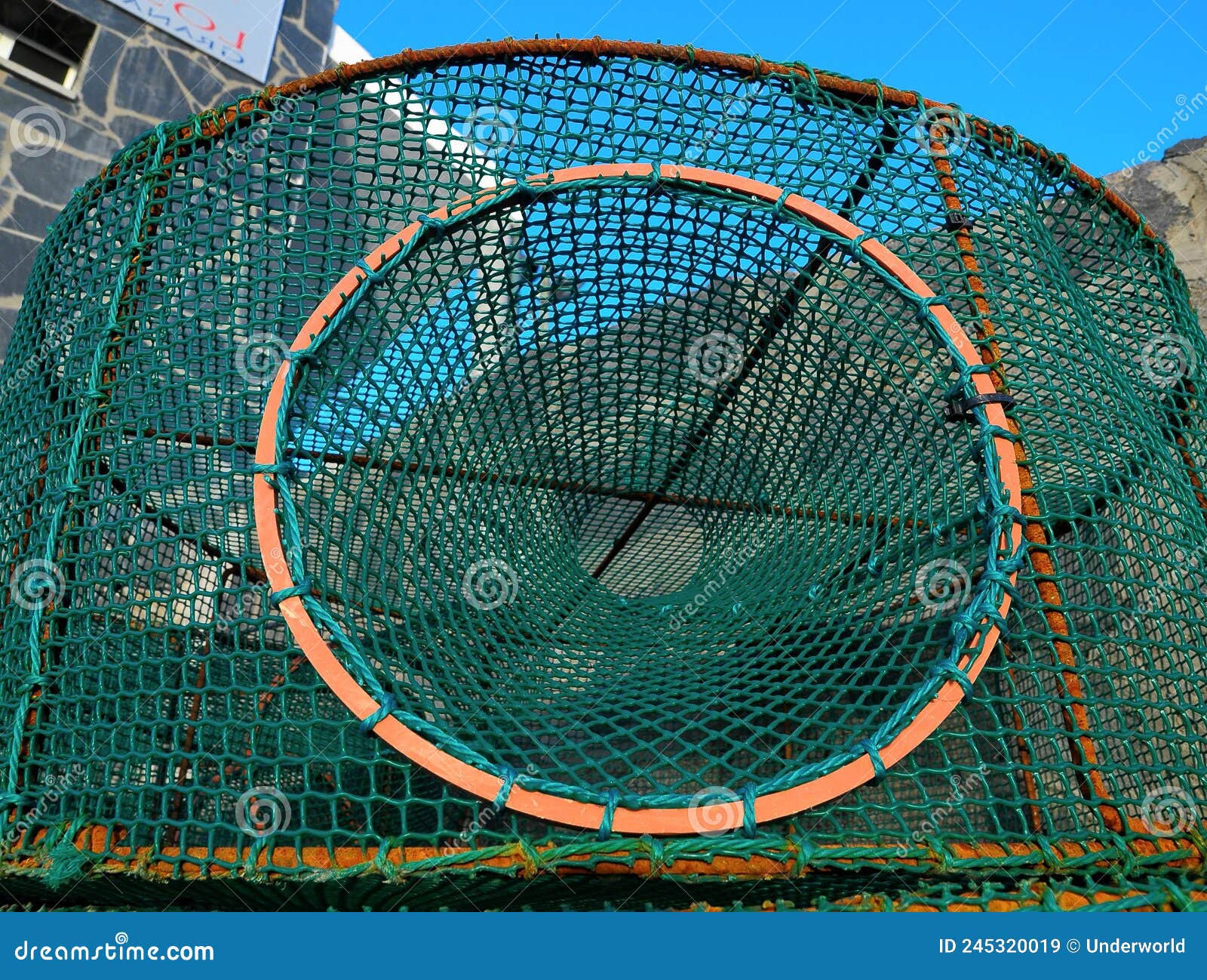 Empty Green Net Fish Traps stock image. Image of marine - 245320019