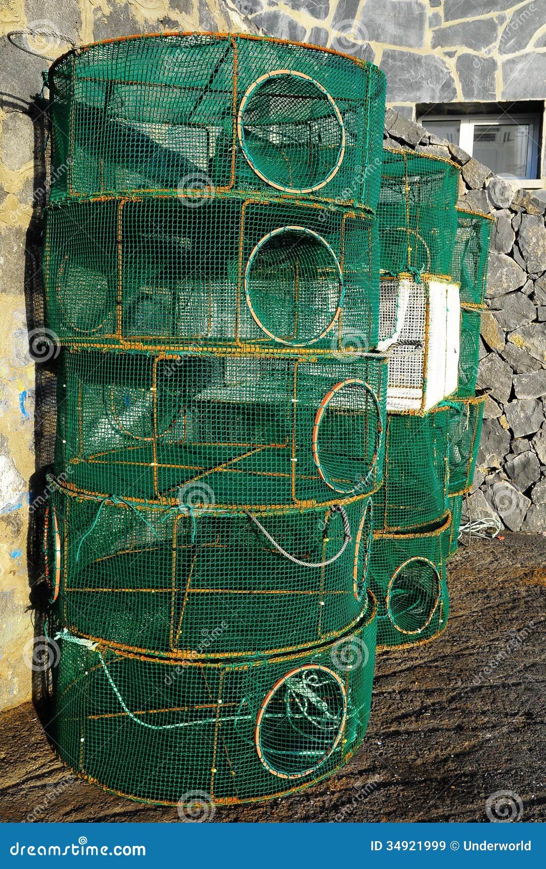 Empty Green Net Fish Traps stock image. Image of lobster - 34921999