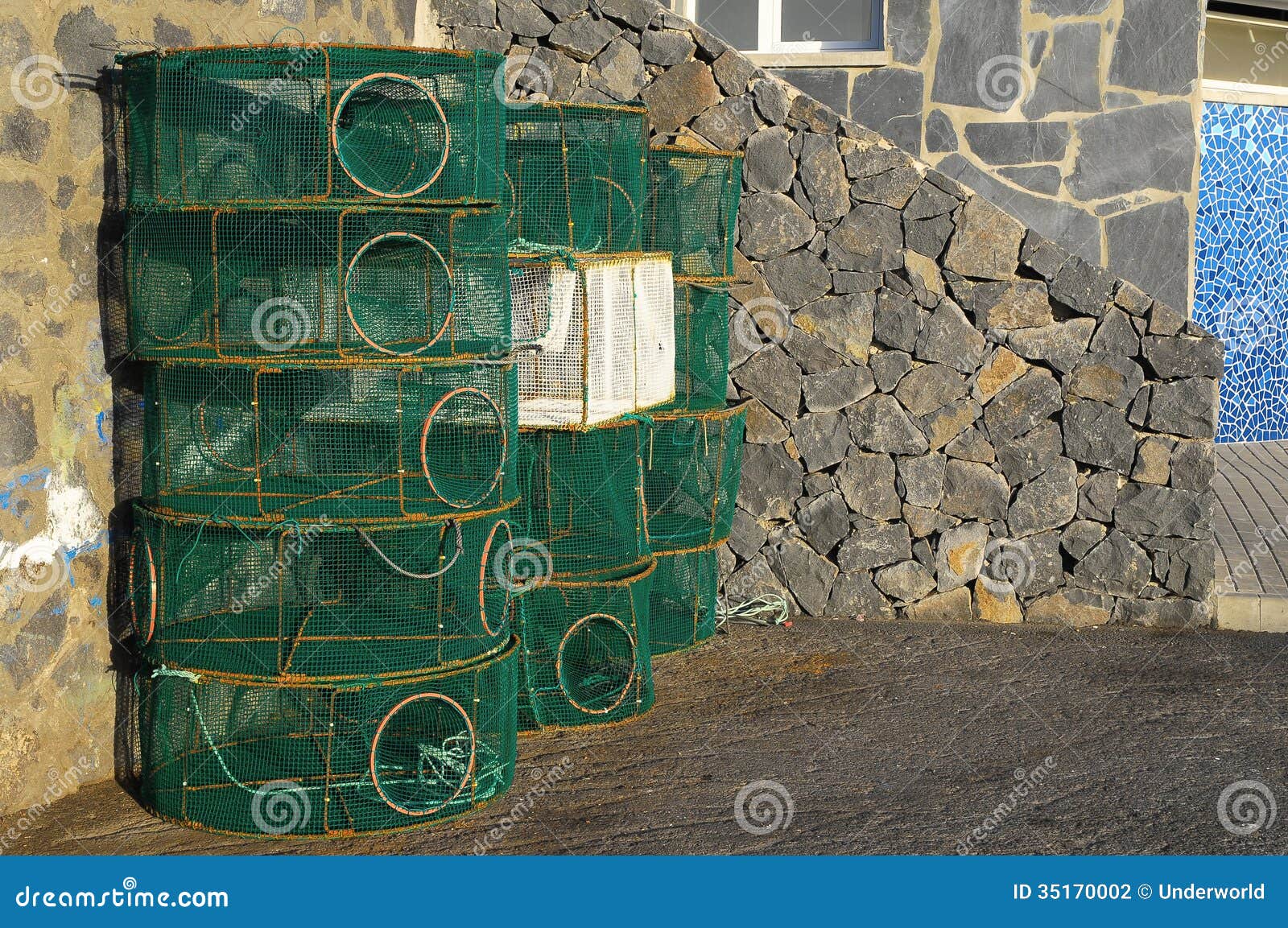 Empty Green Net Fish Traps stock photo. Image of equipment - 35170002