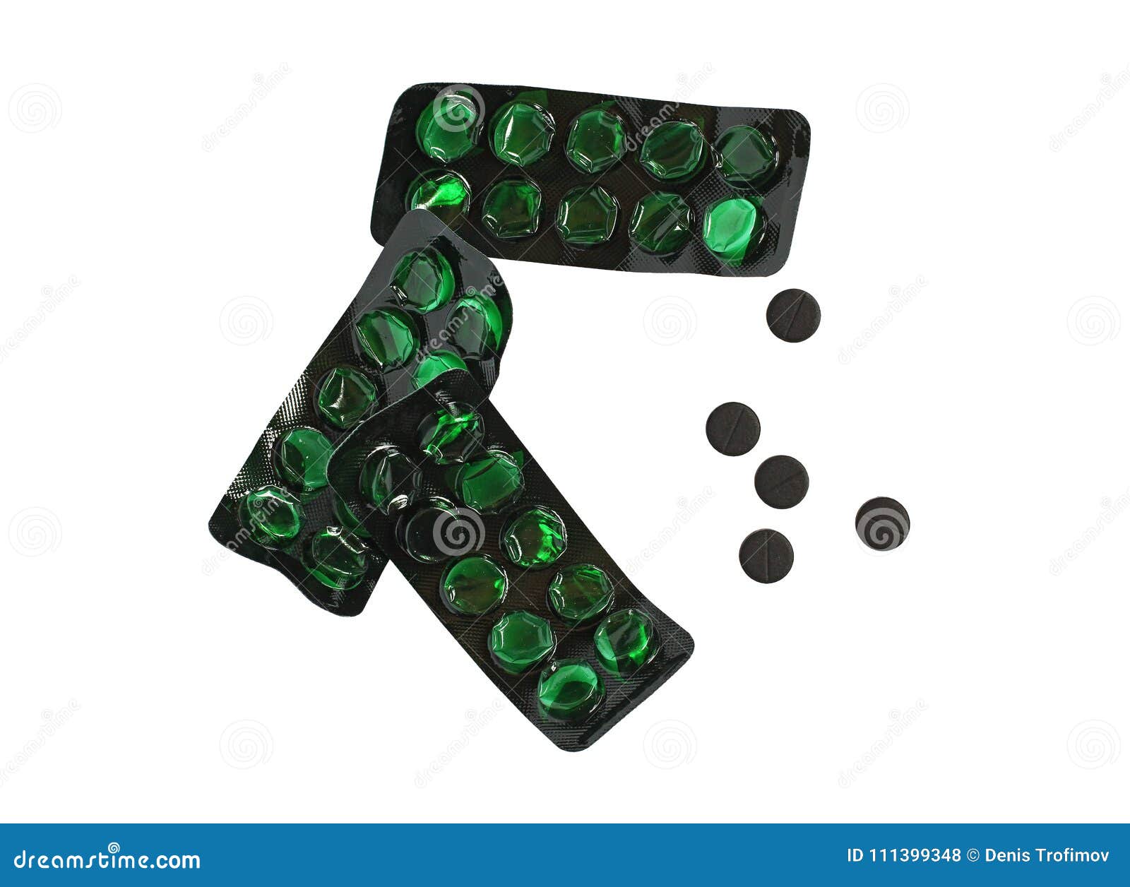 Empty Green Pill Boxes and Black Pills, Isolated Stock Photo - Image of ...