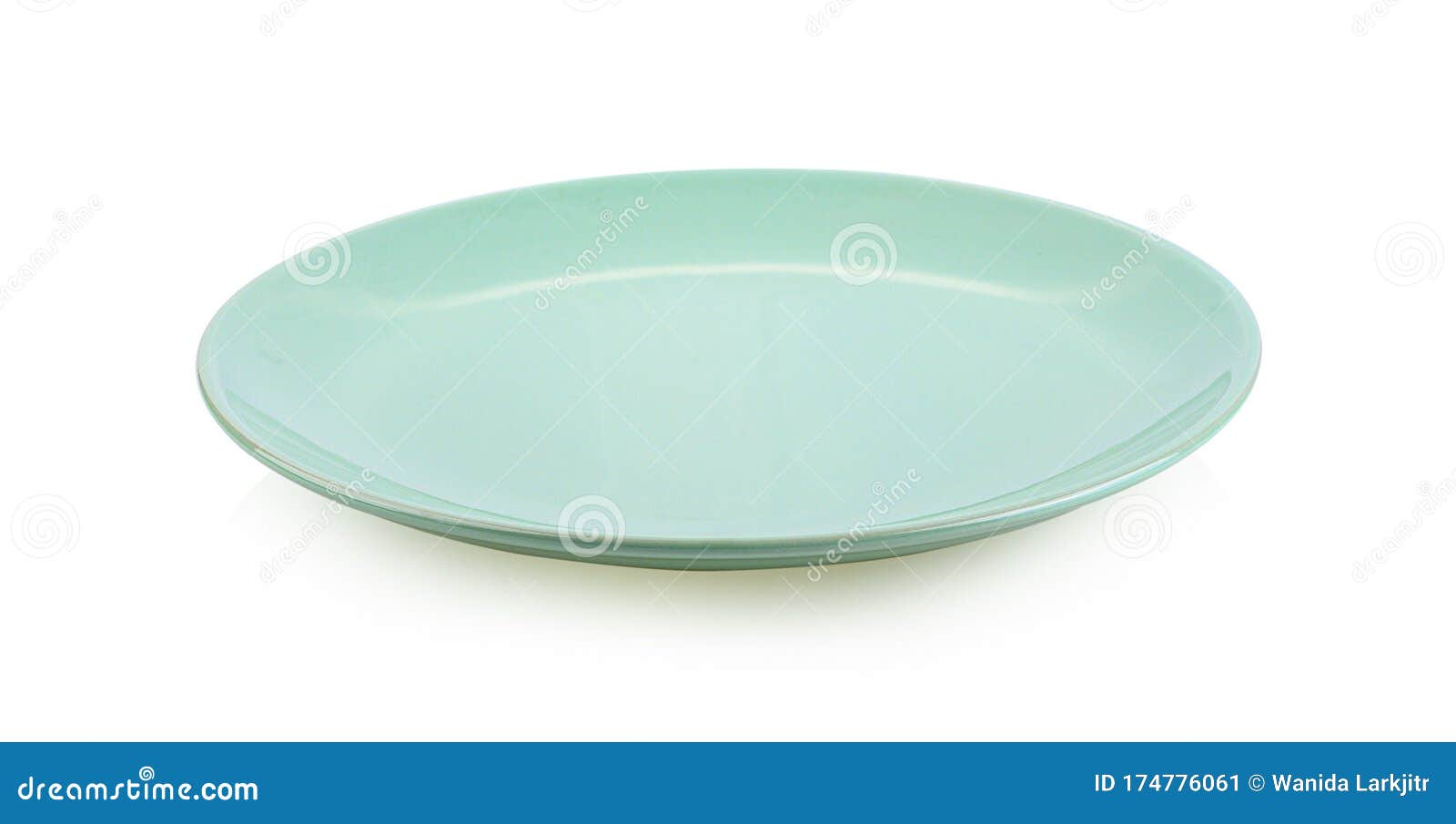 Empty Green Plate on White Background Stock Image - Image of dish ...
