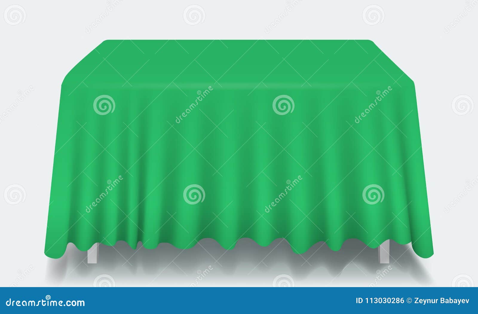 Vector Green Empty Rectangular Table with Tablecloth . Stock Vector ...
