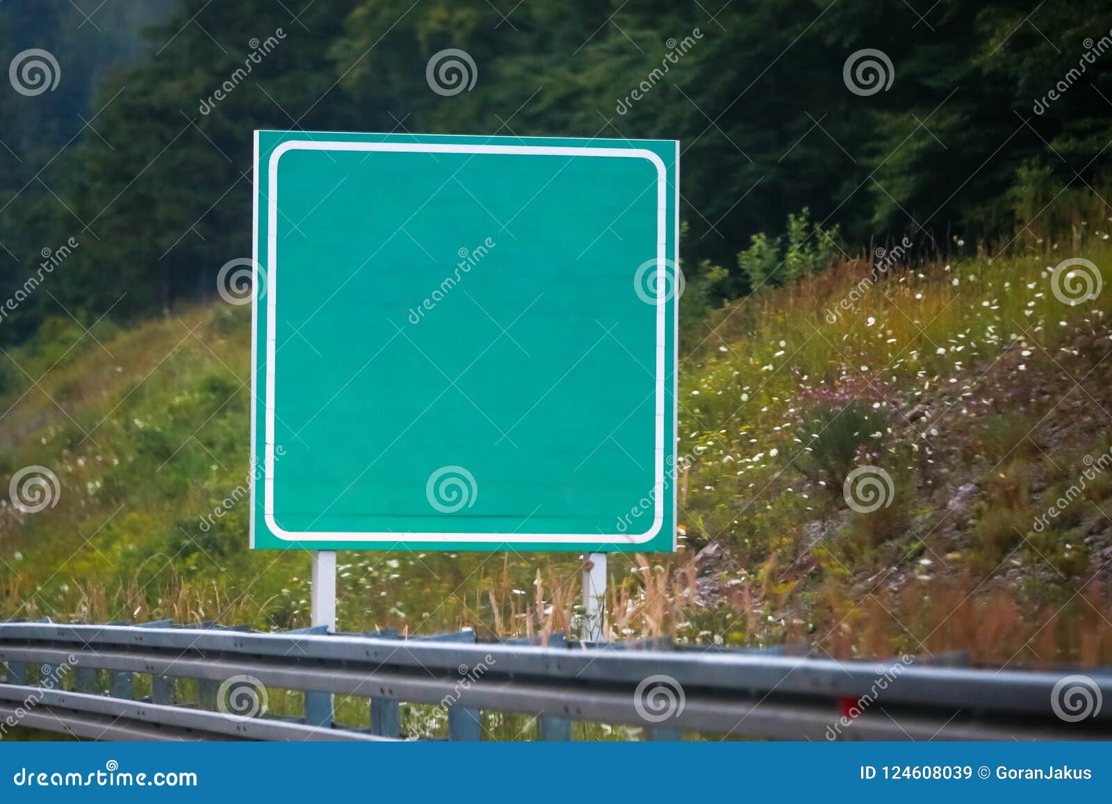 Empty green road sign stock image. Image of destination - 124608039
