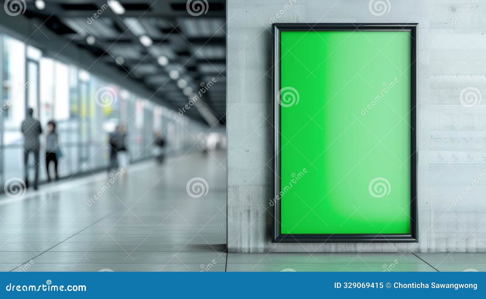 Empty Green Screen Digital Billboard in Modern Indoor Public Space with ...