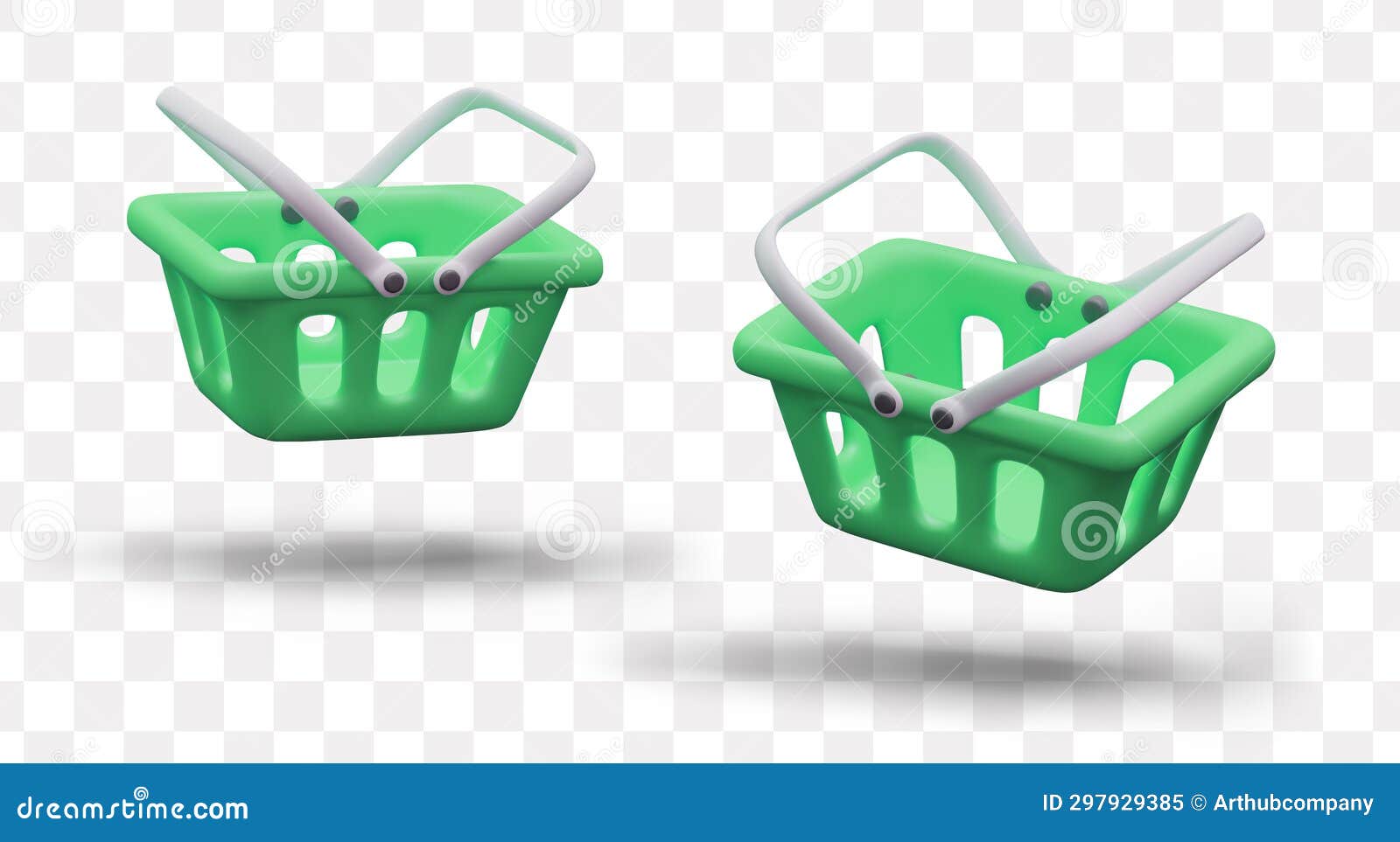 Empty Green Shopping Cart with Handles. Vector Element in Different ...