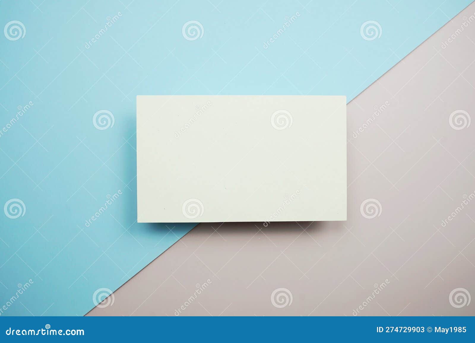 Empty Greeting Card Mockup, Horizontal Invitation Template on Blue and ...