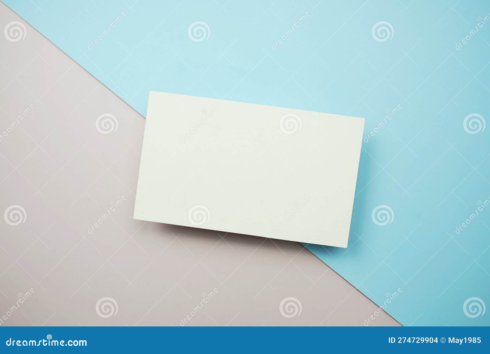 Empty Greeting Card Mockup, Horizontal Invitation Template on Blue and ...