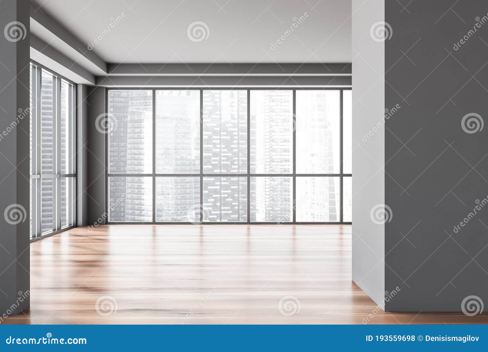 Empty Grey Panoramic Office Stock Illustration - Illustration of ...