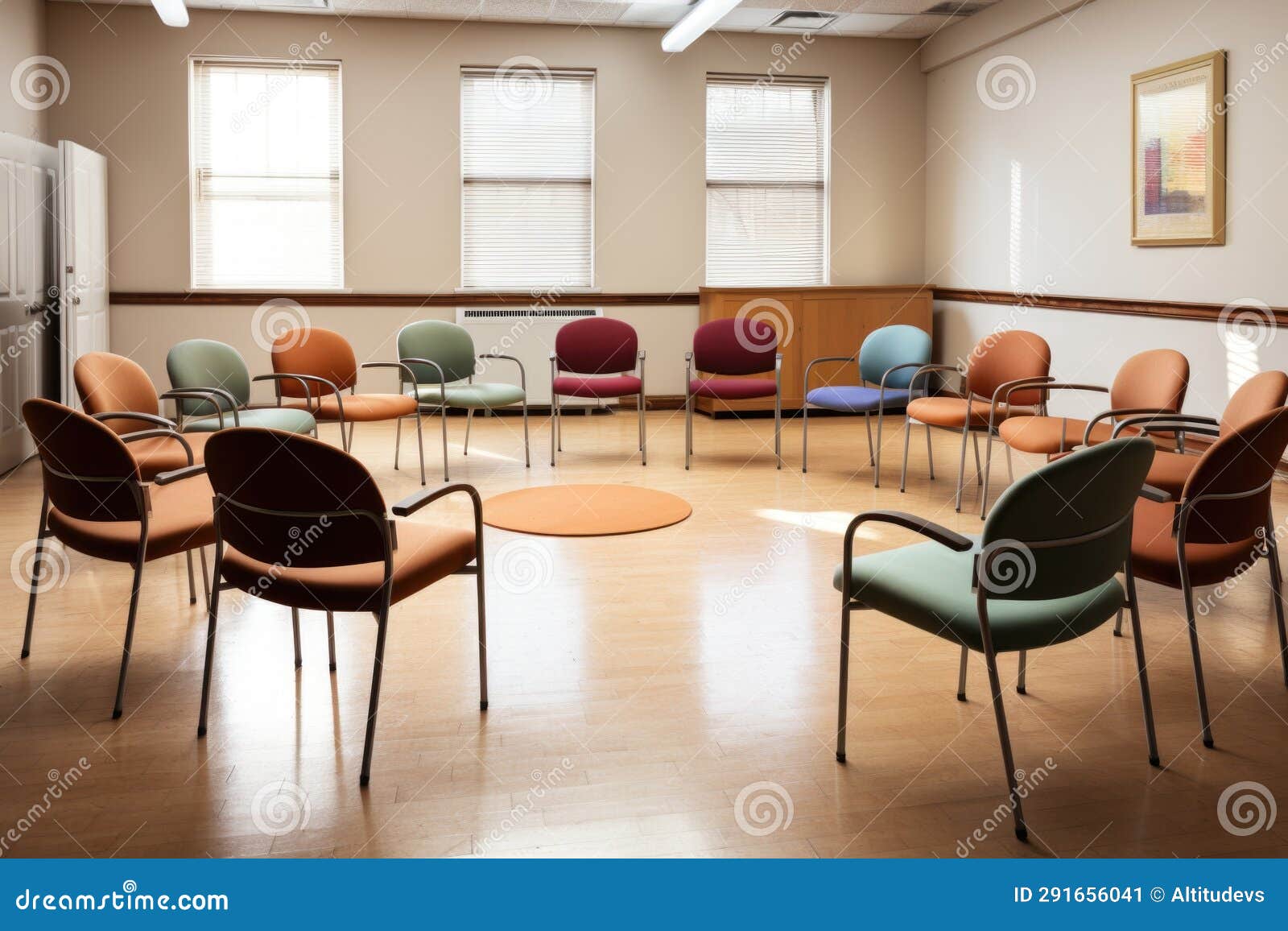 Empty Group Therapy Room with Chairs in a Circle Stock Image - Image of ...