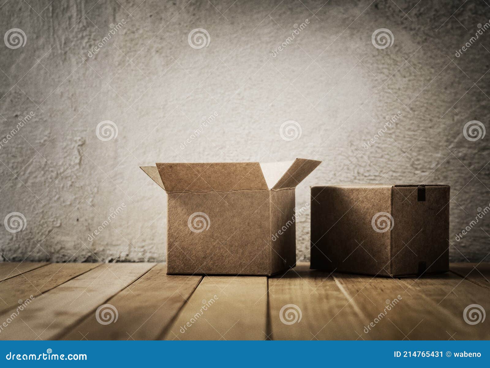 Cardboard Boxes on the Floor Stock Image - Image of open, architecture ...