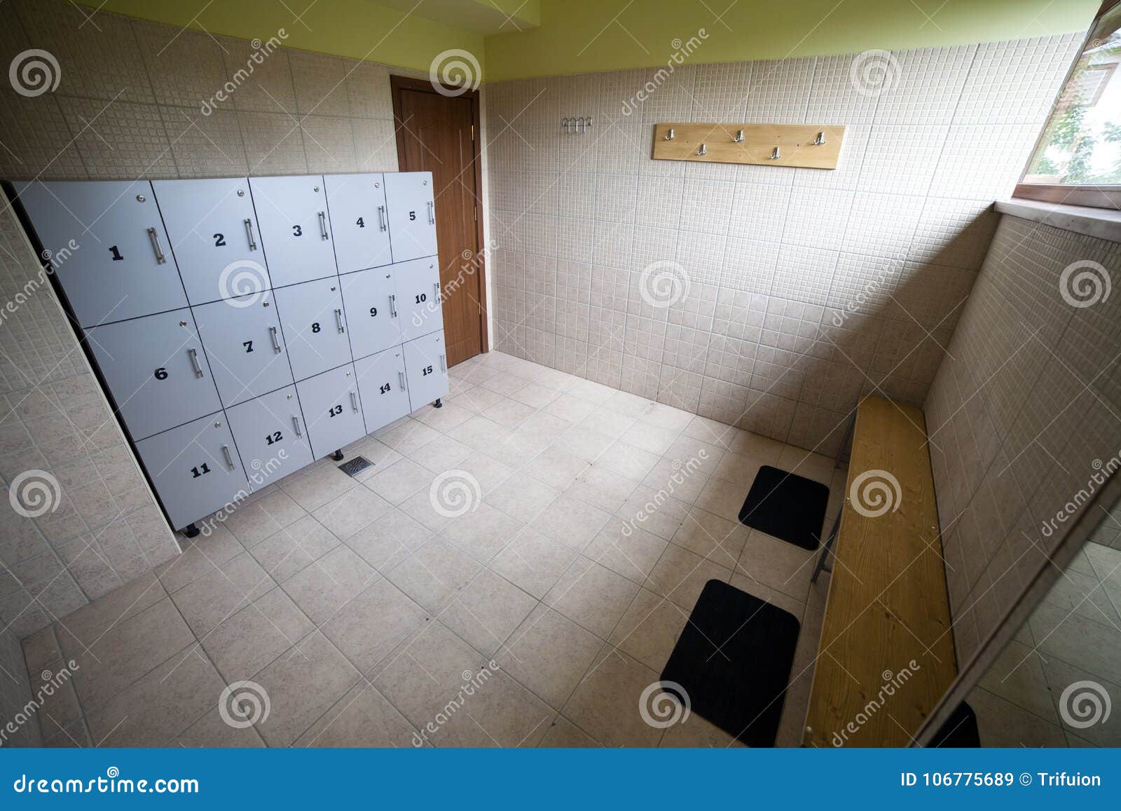 Gym Changing Room with Storage Locks Stock Image - Image of empty, care ...