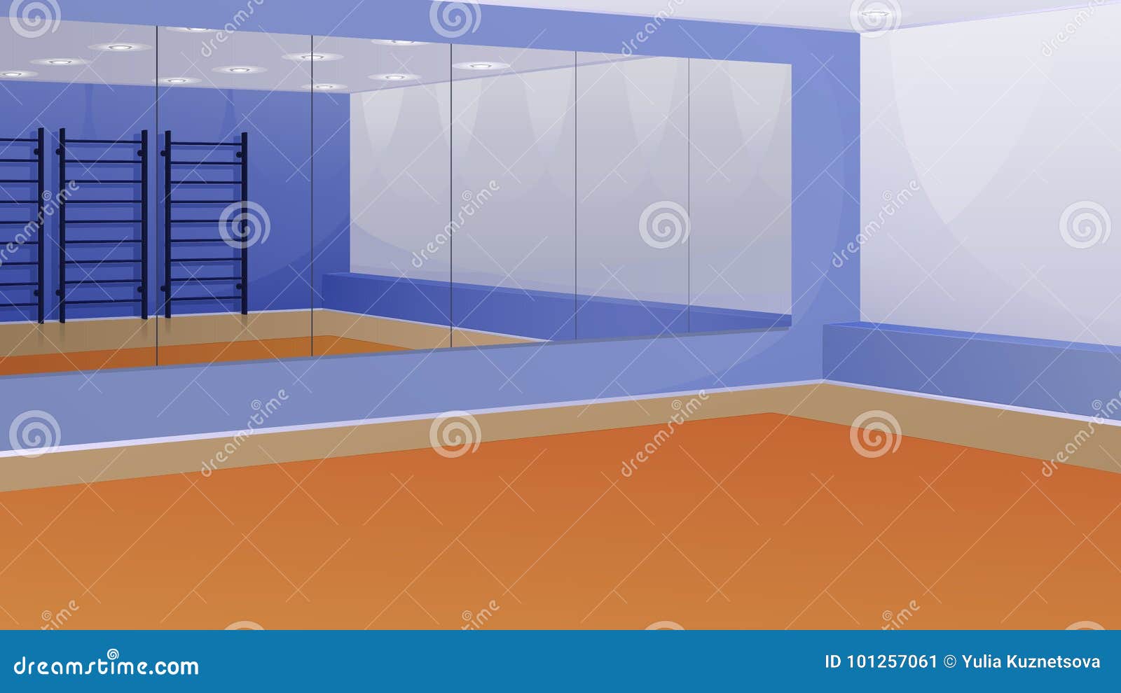 An Empty Gym with Mirrors on the Wall and Swedish Wall. Stock Vector ...