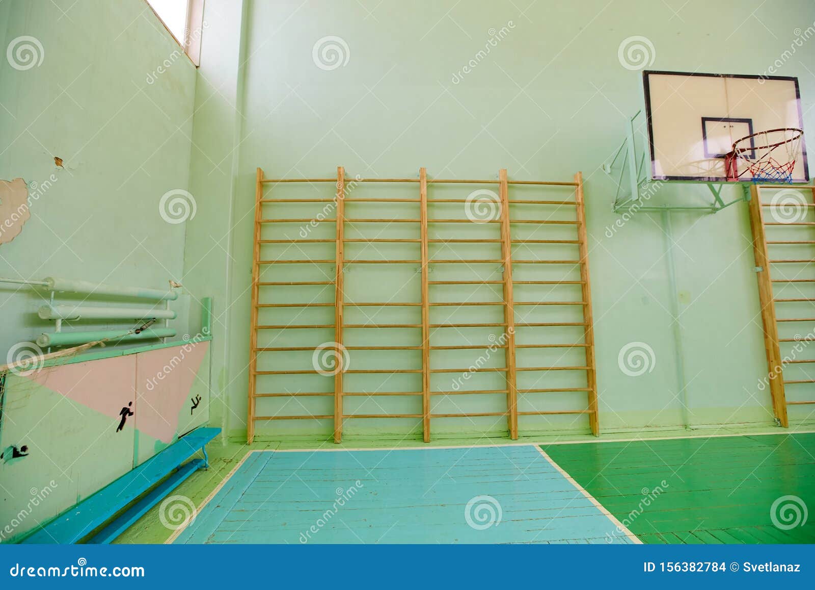 Empty Gym in a School with a Swedish Wall Stock Photo - Image of ...