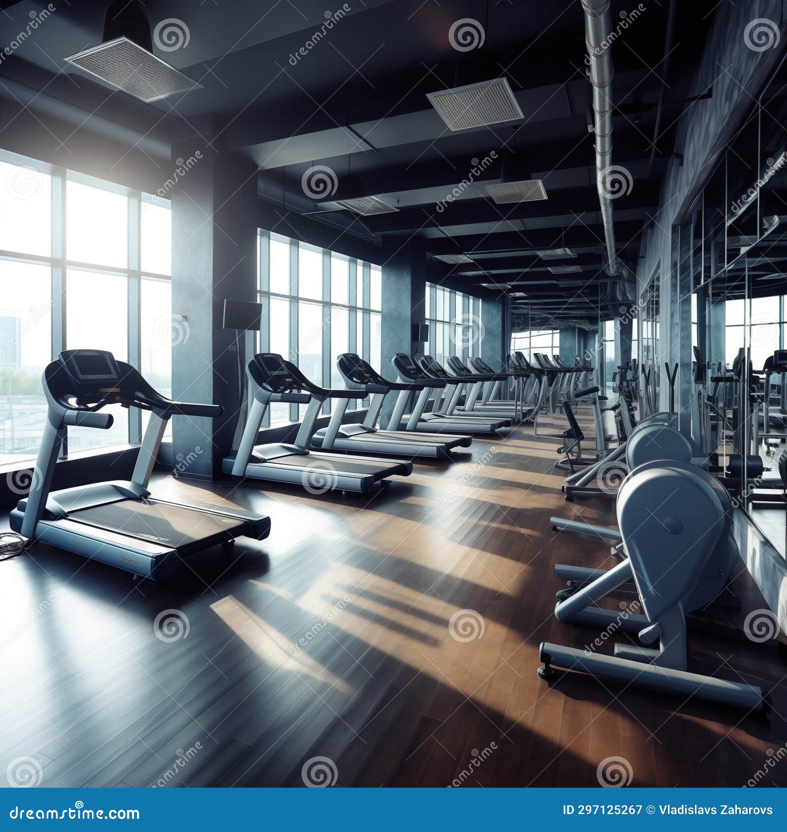 Empty Gym With Treadmills Ai Royalty-Free Stock Photography ...