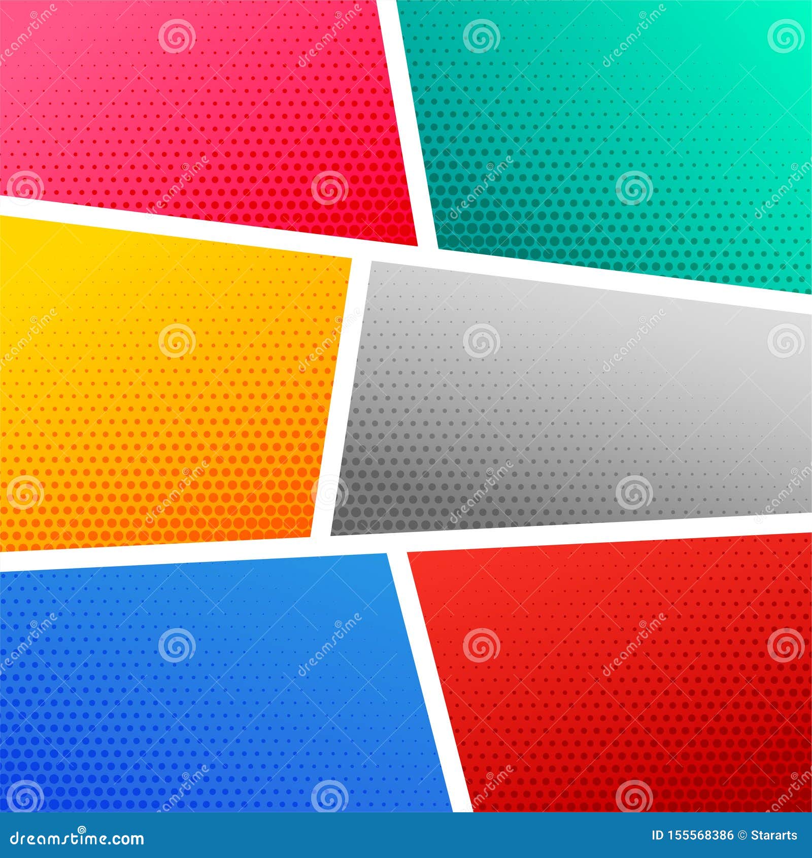 Empty Halftone Comic Book Strip Page Template Stock Vector ...