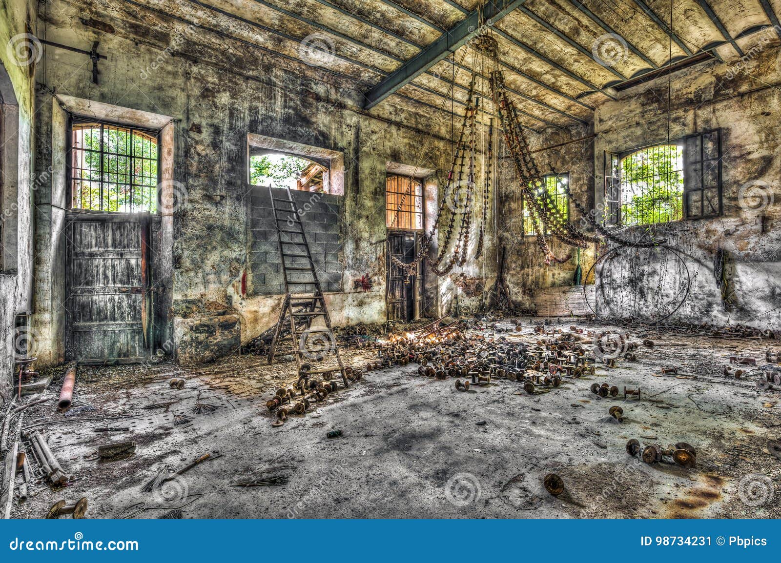 Empty Hall in an Abandoned Knitting Factory Stock Image - Image of ...