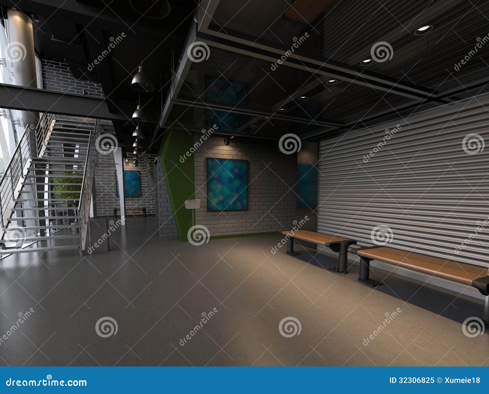 Empty hall interior stock illustration. Illustration of room - 32306825