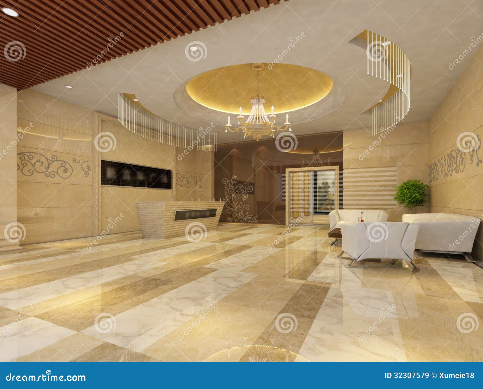 Empty hall interior stock illustration. Illustration of detail - 32307579