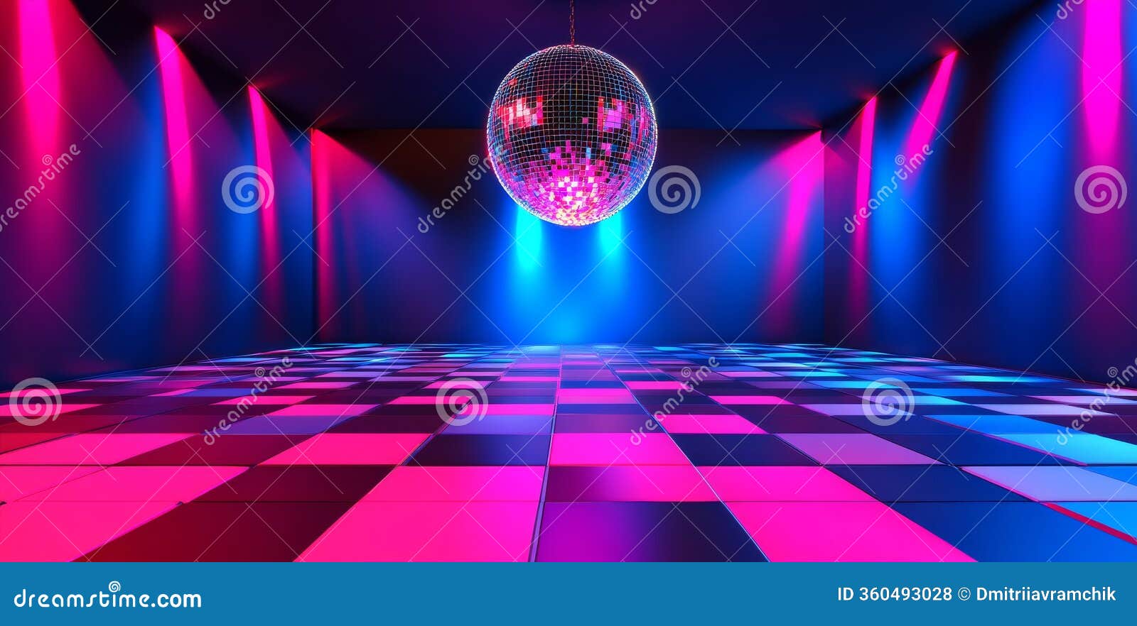 A Vibrant Dance Stage With Blue And Red Spotlights Casting Dynamic ...