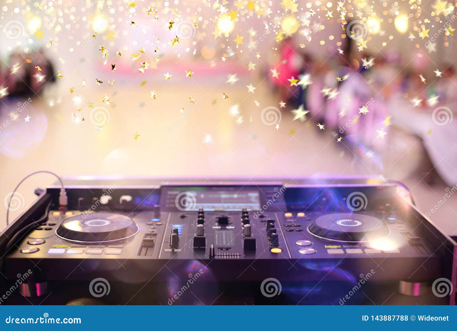 Empty Hall during Party or Wedding Celebration with Stars Confetti ...