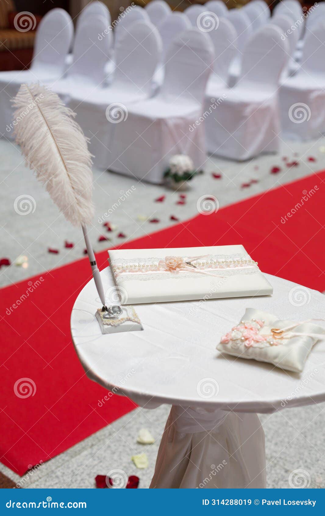 Empty Hall for a Wedding Ceremony with a Table for Stock Image - Image ...