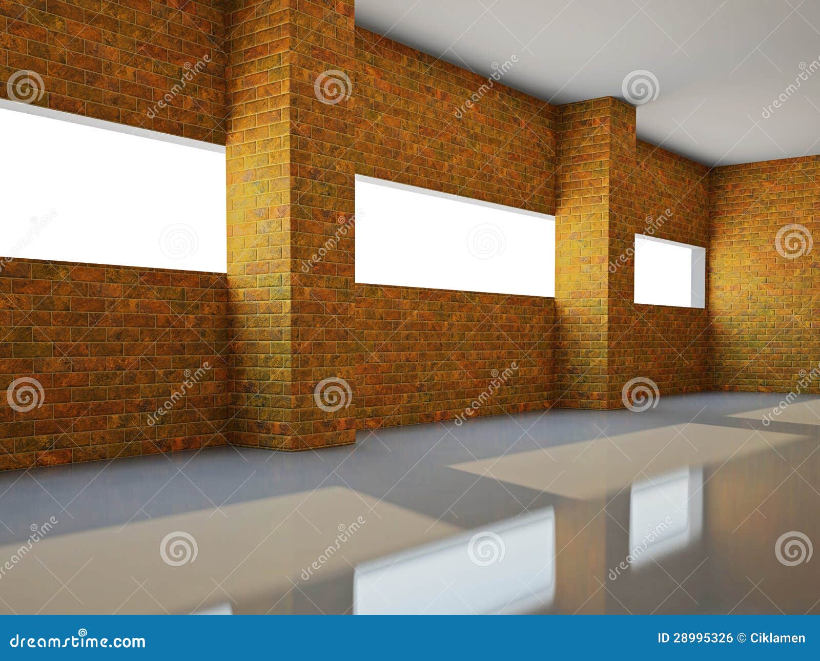 Empty hall with window stock illustration. Illustration of indoors ...