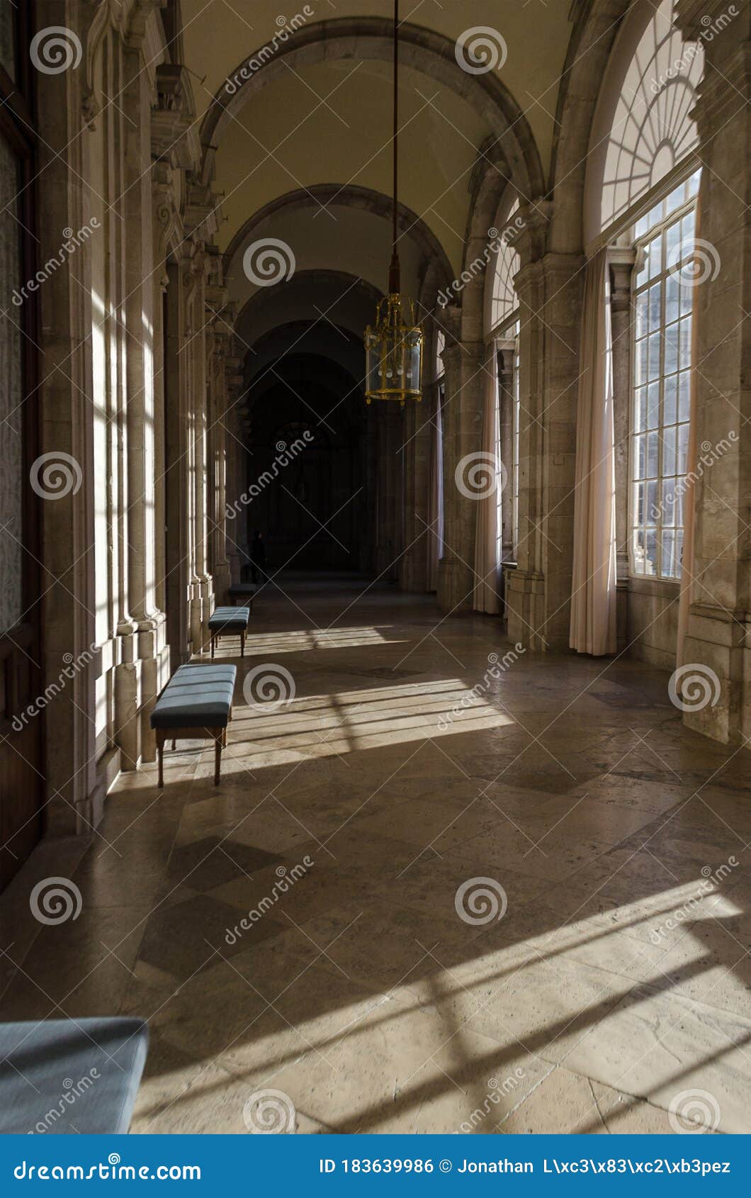 Empty Hallway of a Historic Building Stock Photo - Image of city ...