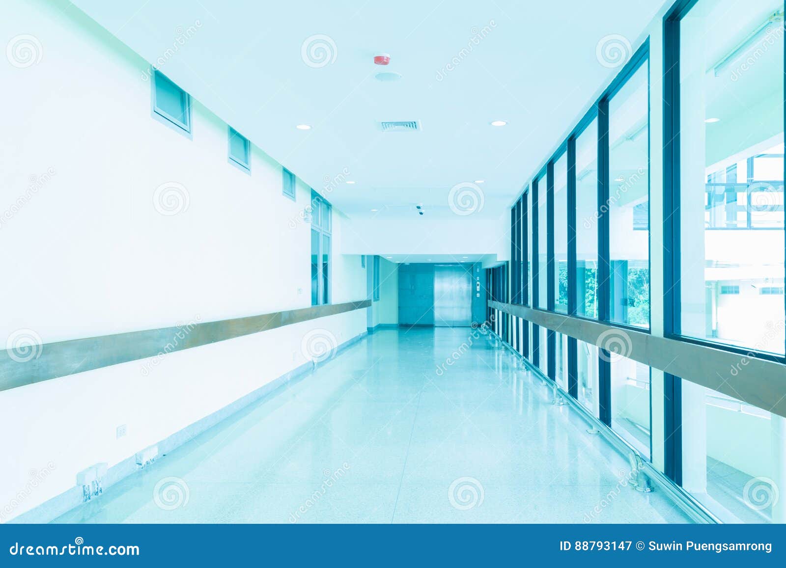 Empty Hallway in the Hospital Stock Image - Image of clinic, corridor ...