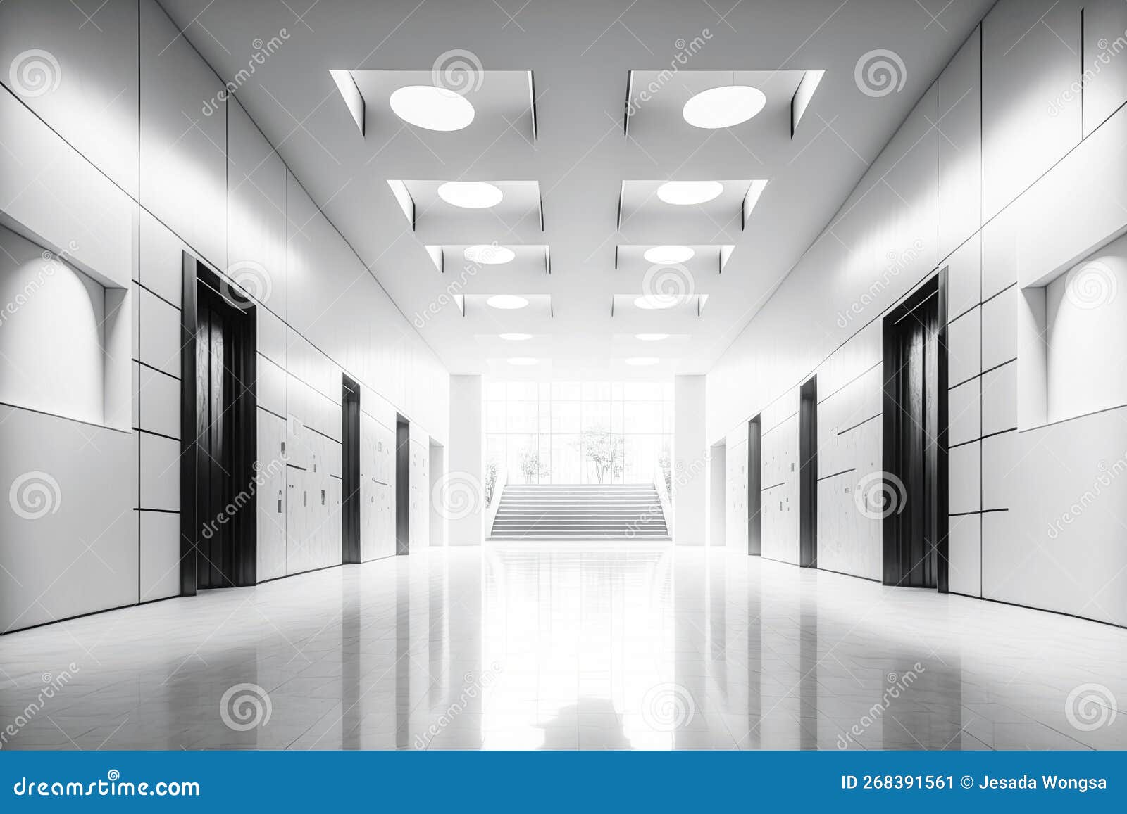 Empty Hallway in Modern Building a Modern Empty White Corridor Hallway ...