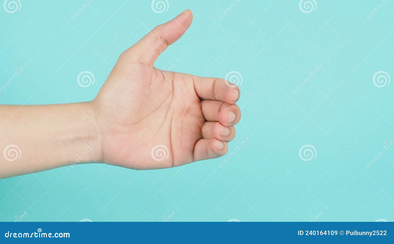 Empty Left-Hand Holding or Catching Gesture on a Green Mint Background ...