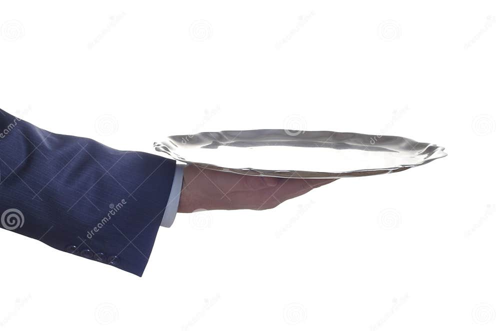 Empty hand with a tray stock image. Image of serve, offering - 2119057