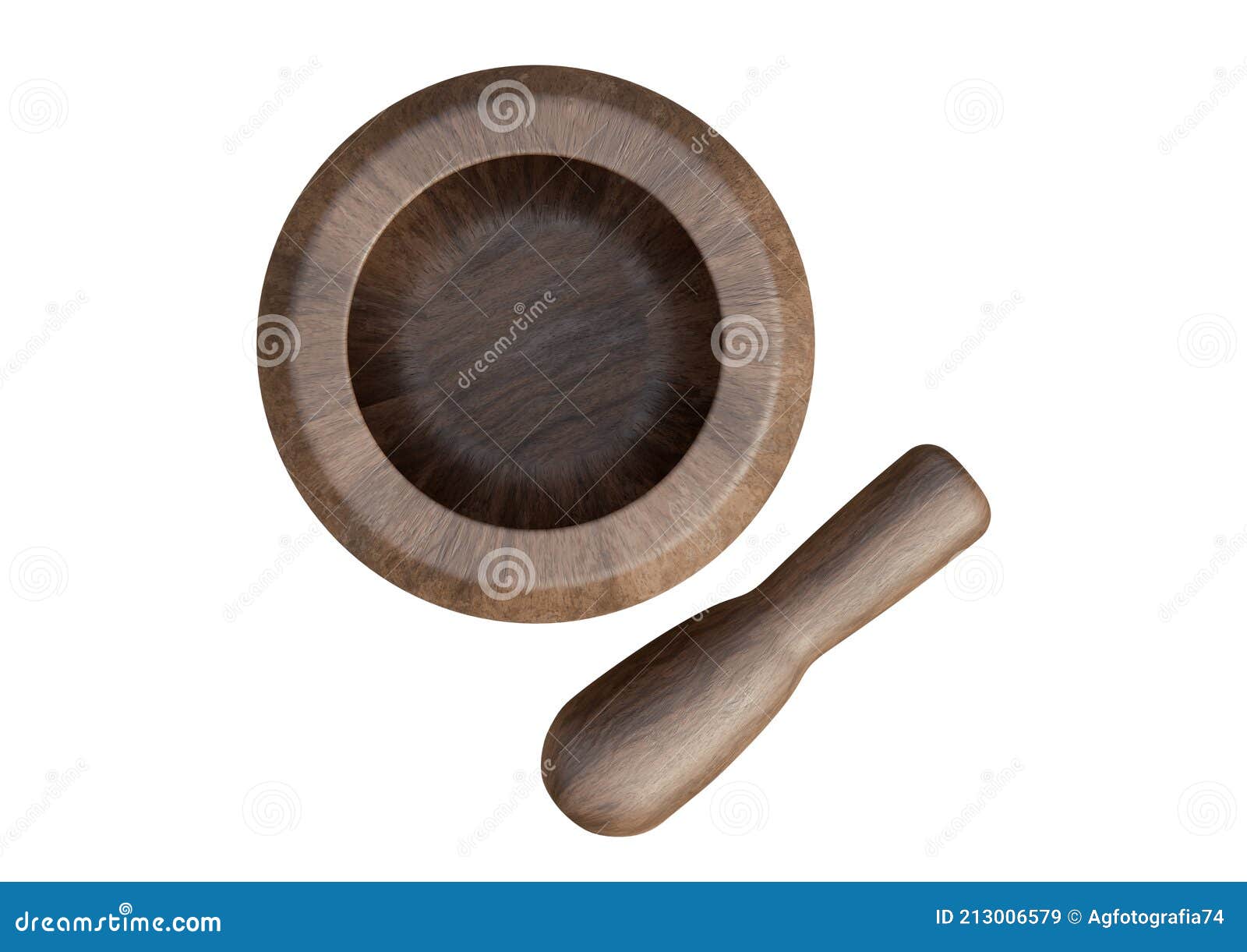 Empty Handmade Wooden Mortar Isolated on White Background. Top View ...