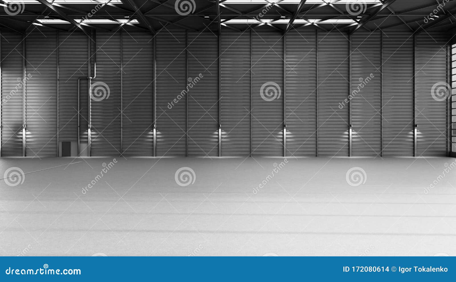 Empty Hangar Delivery Warehouse 3d Render Image Royalty-Free Stock ...