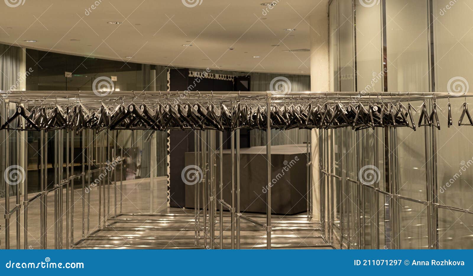 Empty Hangers on the Racks in the Dressing Room Building Stock Image ...