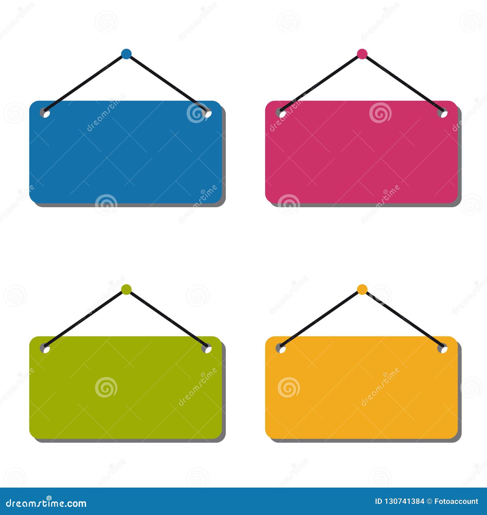 Empty Hanging Sign Set - Colorful Vector Illustration - Isolated on ...