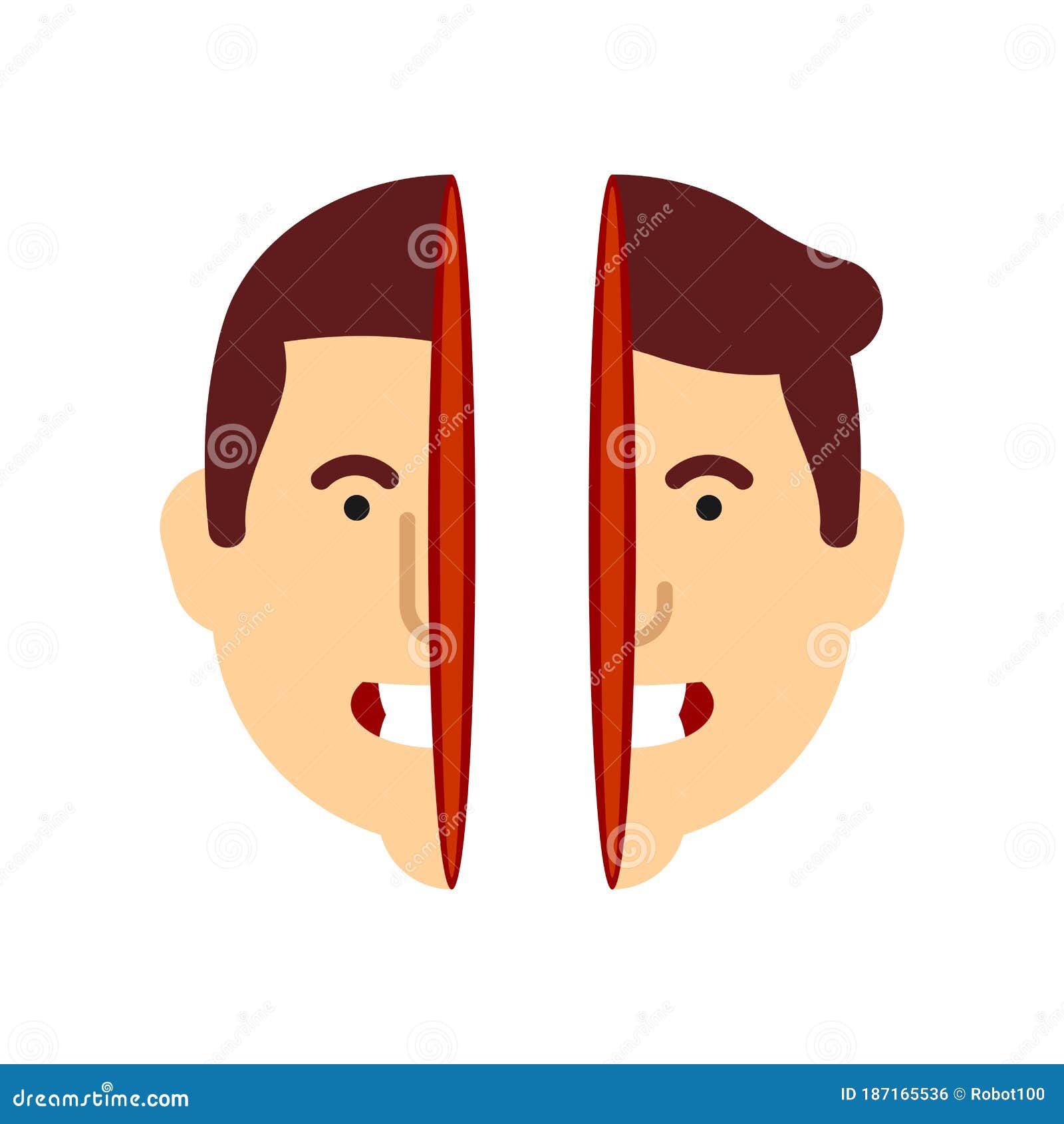 Empty Head Cut In Half. Concept Template For Presentation Vector ...