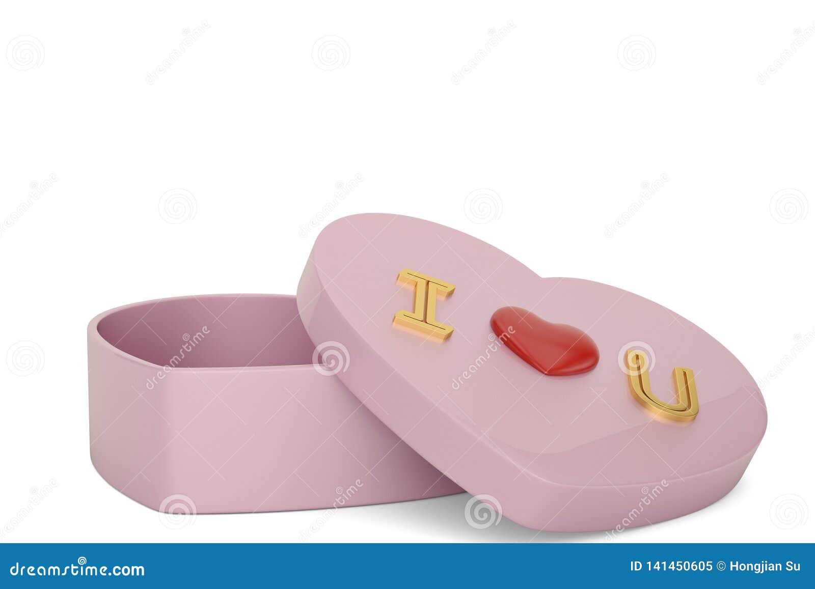Empty Heart Valentine Box Isolated on White Background. 3D Illustration ...