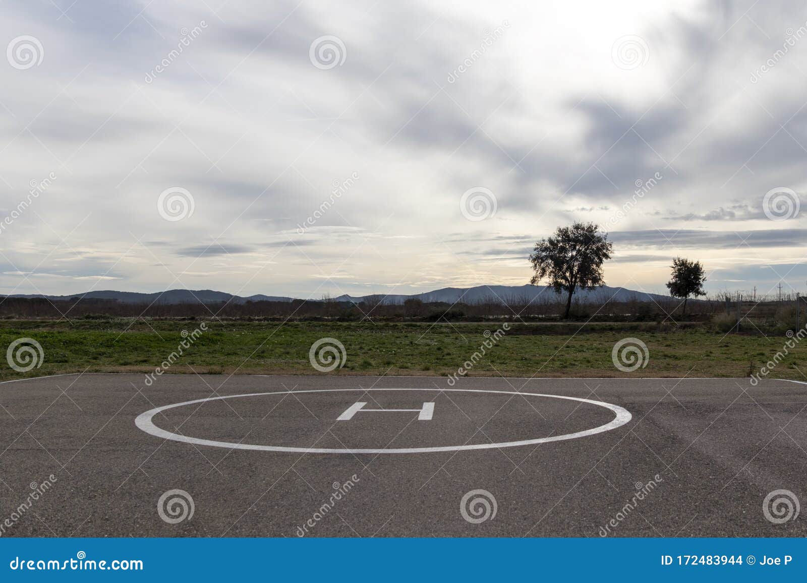 Empty Heliport or Helidrome on Asphalted Ground Stock Photo - Image of ...