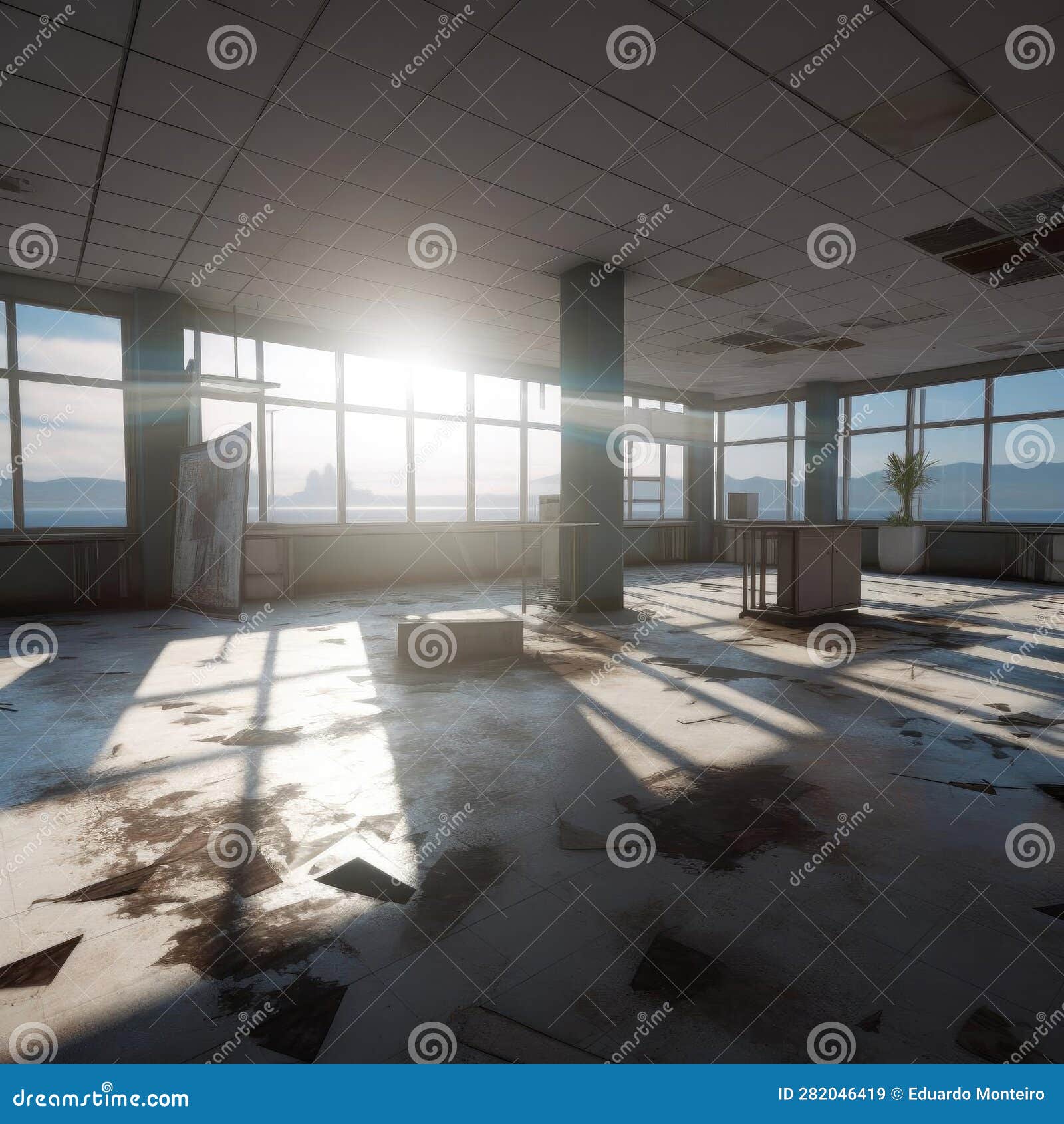 An Empty High-rise Building with Shattered Windows and Collapsed Walls ...