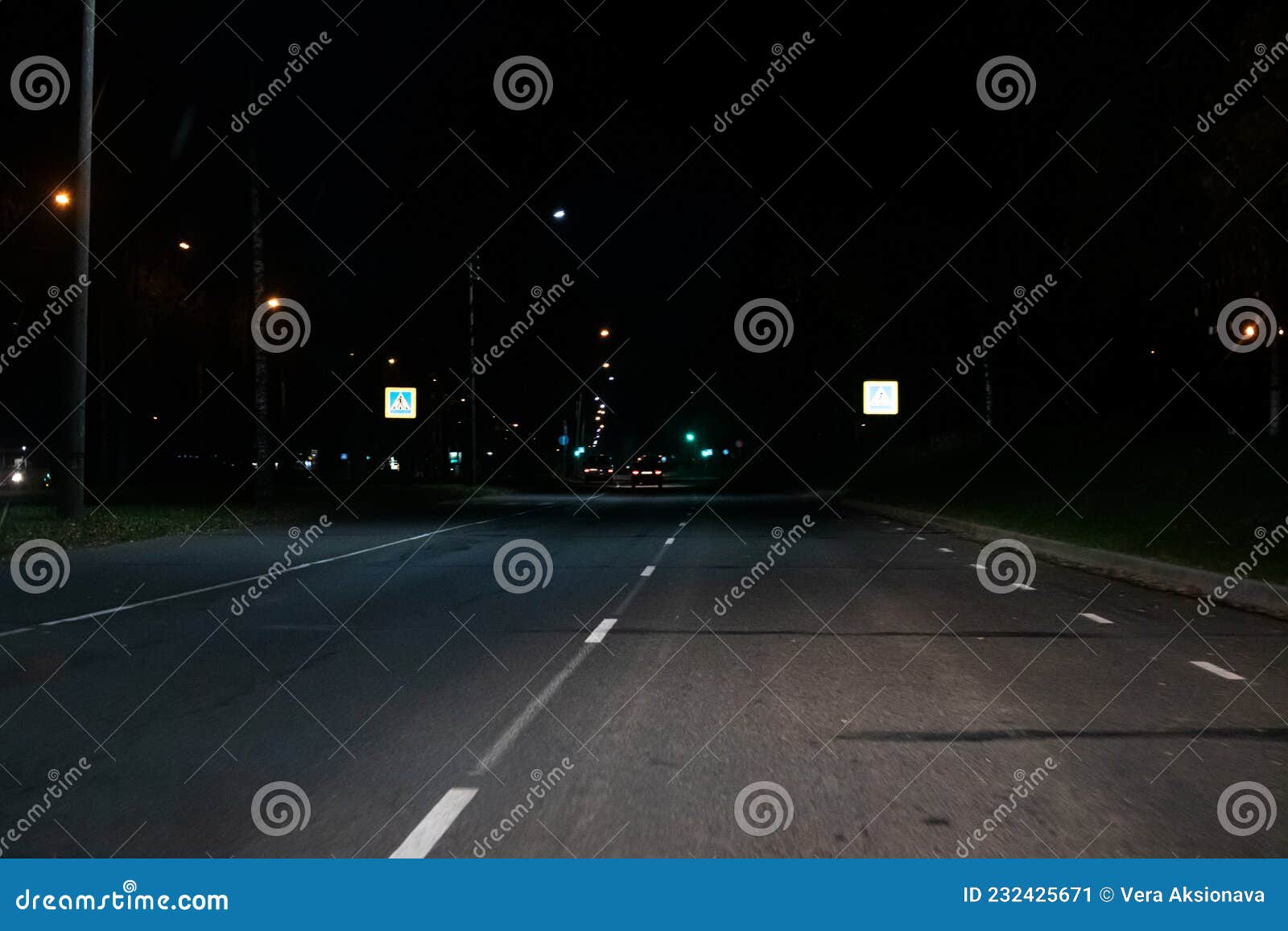 Empty High Road at Night Close Up Stock Image - Image of journey ...