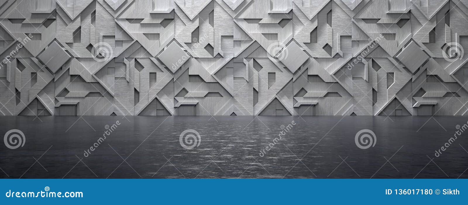 Empty High Tech Futuristic Room 3D Illustration Stock Illustration ...