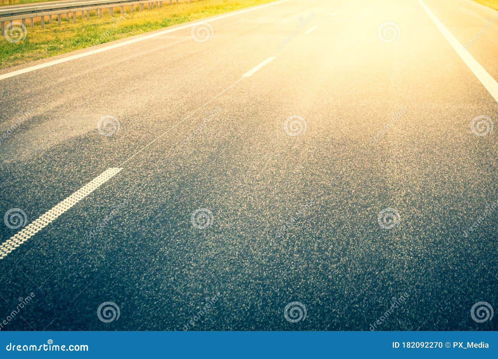Empty Highway with Two Lanes - Close-up Stock Photo - Image of great ...