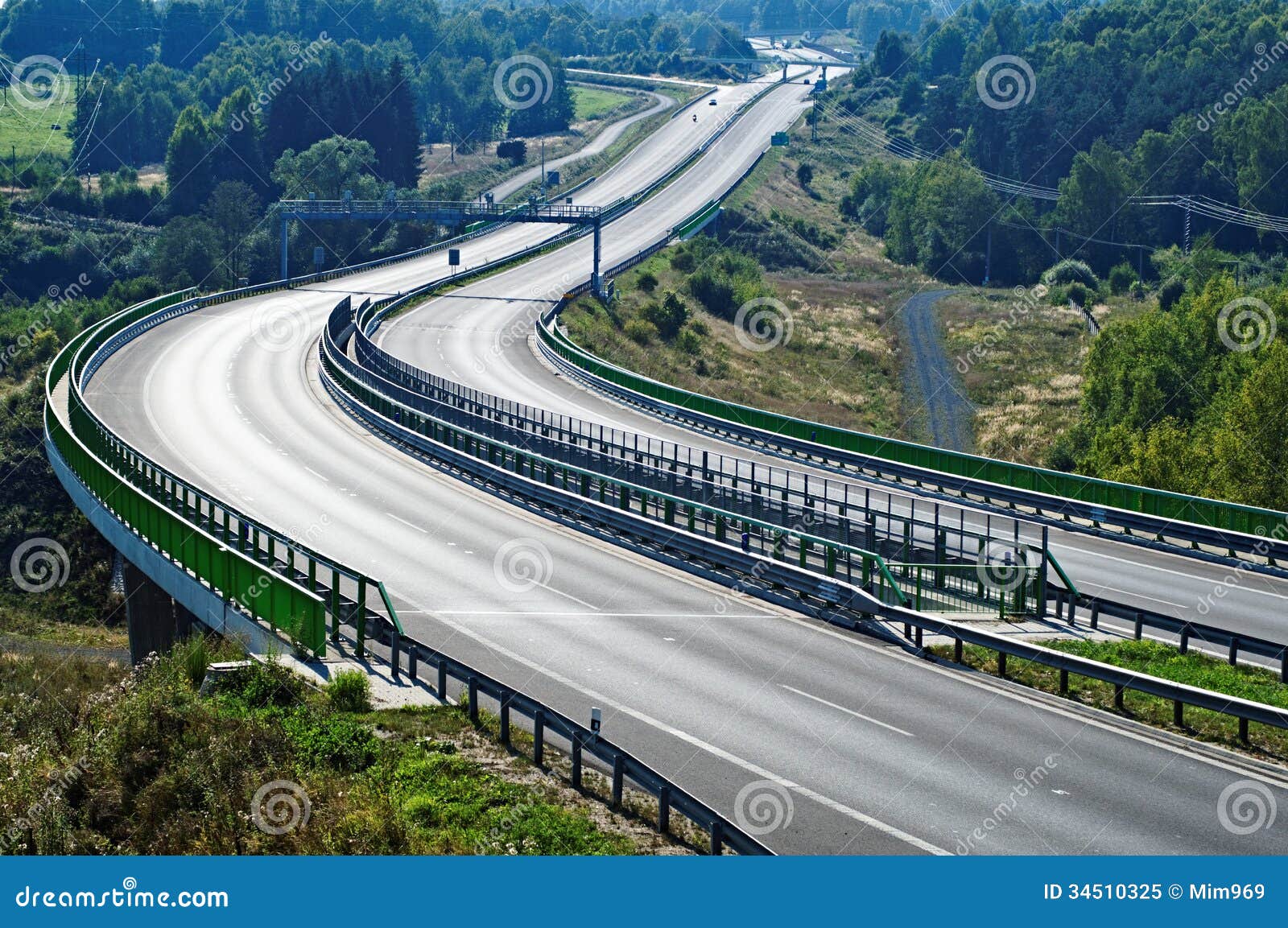 Empty Highway between Forests in the Landscape Stock Image - Image of ...
