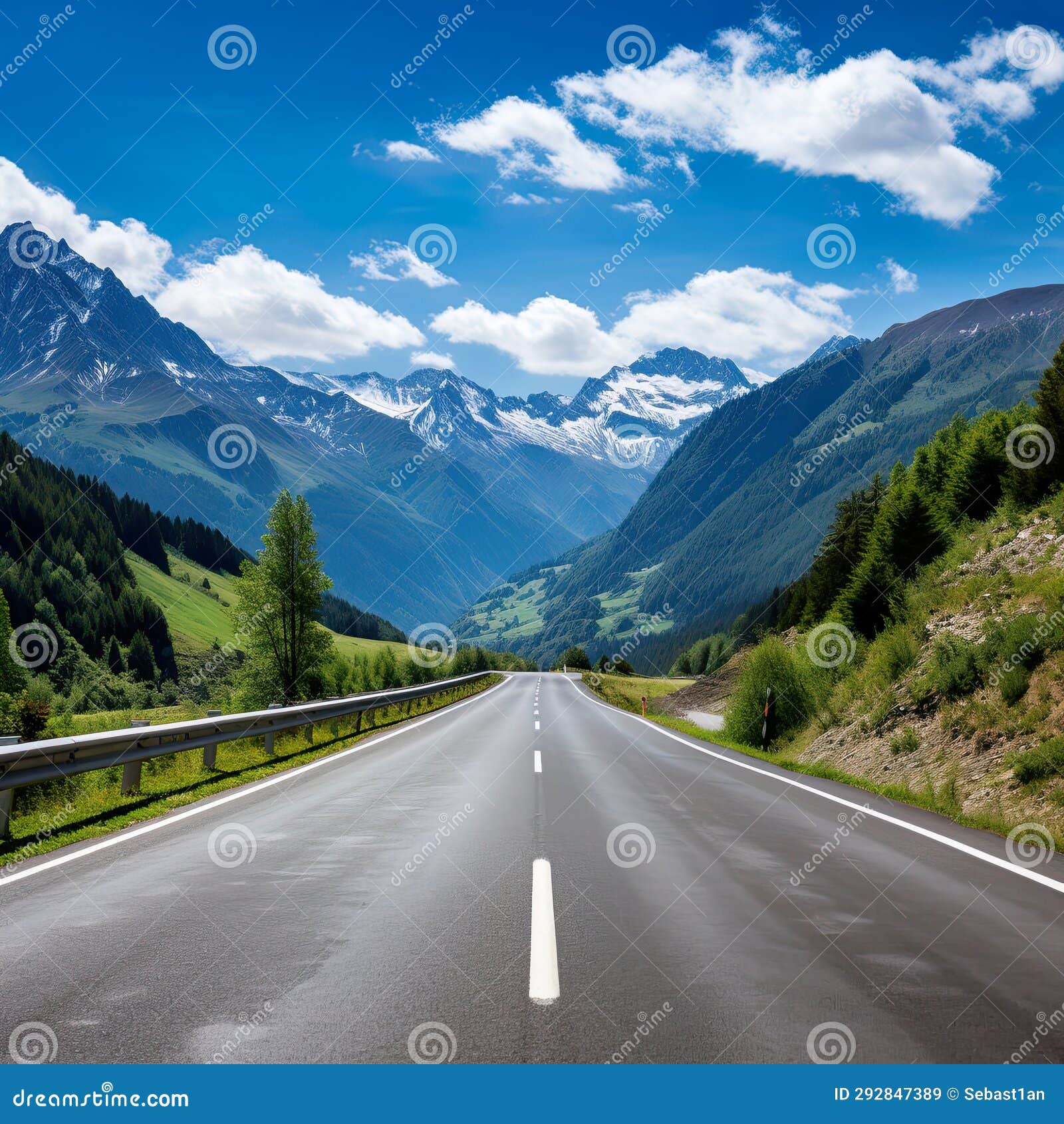 Empty Highway Stretches Ahead with Parallel Lines Disappearing into the ...