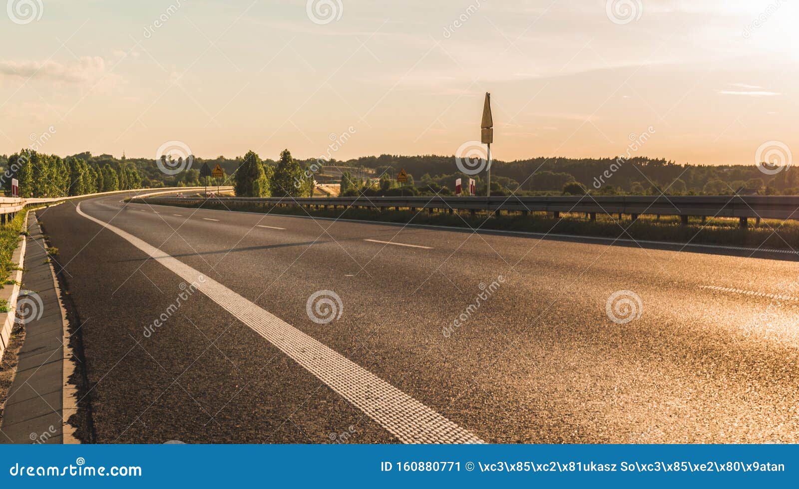 Empty Highway during Sunset, Low Angle View Stock Image - Image of ...