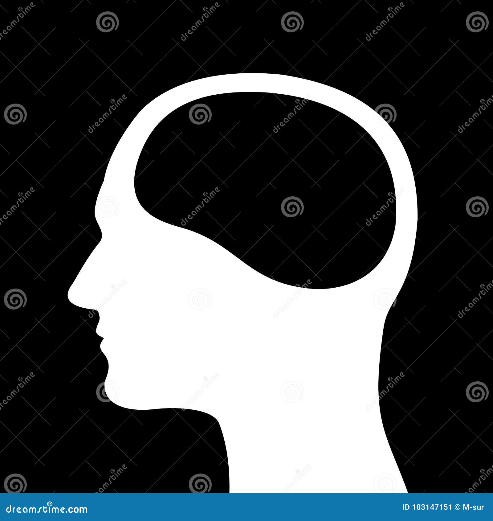 Brainless stock vector. Illustration of mental, silhouette - 103147151
