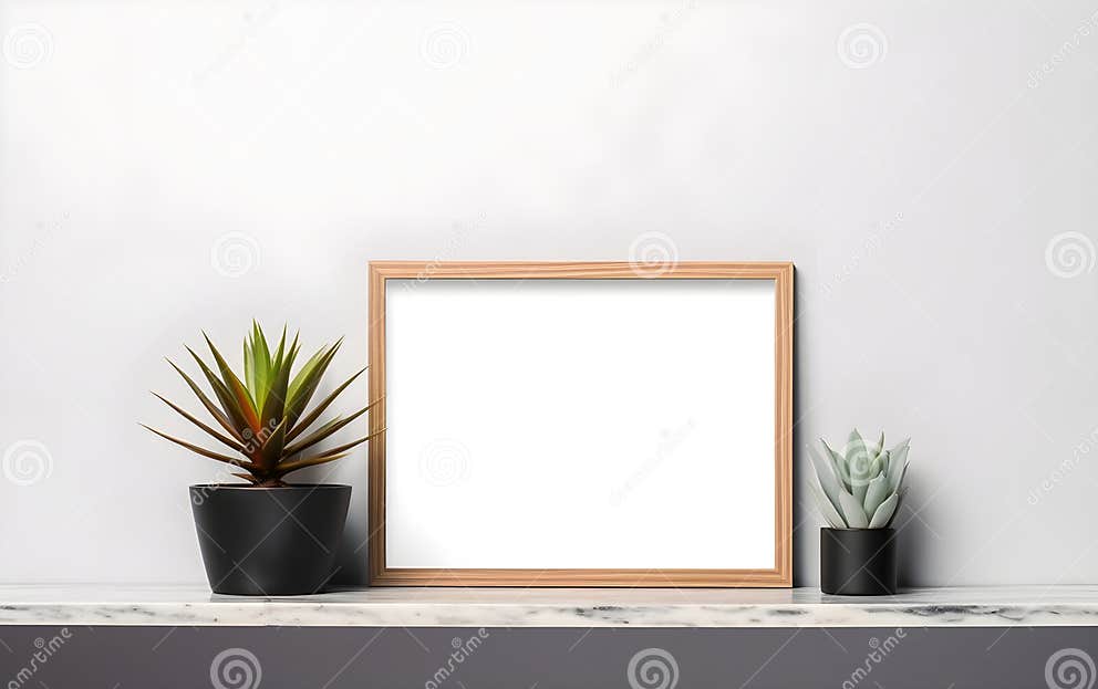 Empty Horizontal Frame in Minimalist Interior Stock Illustration ...