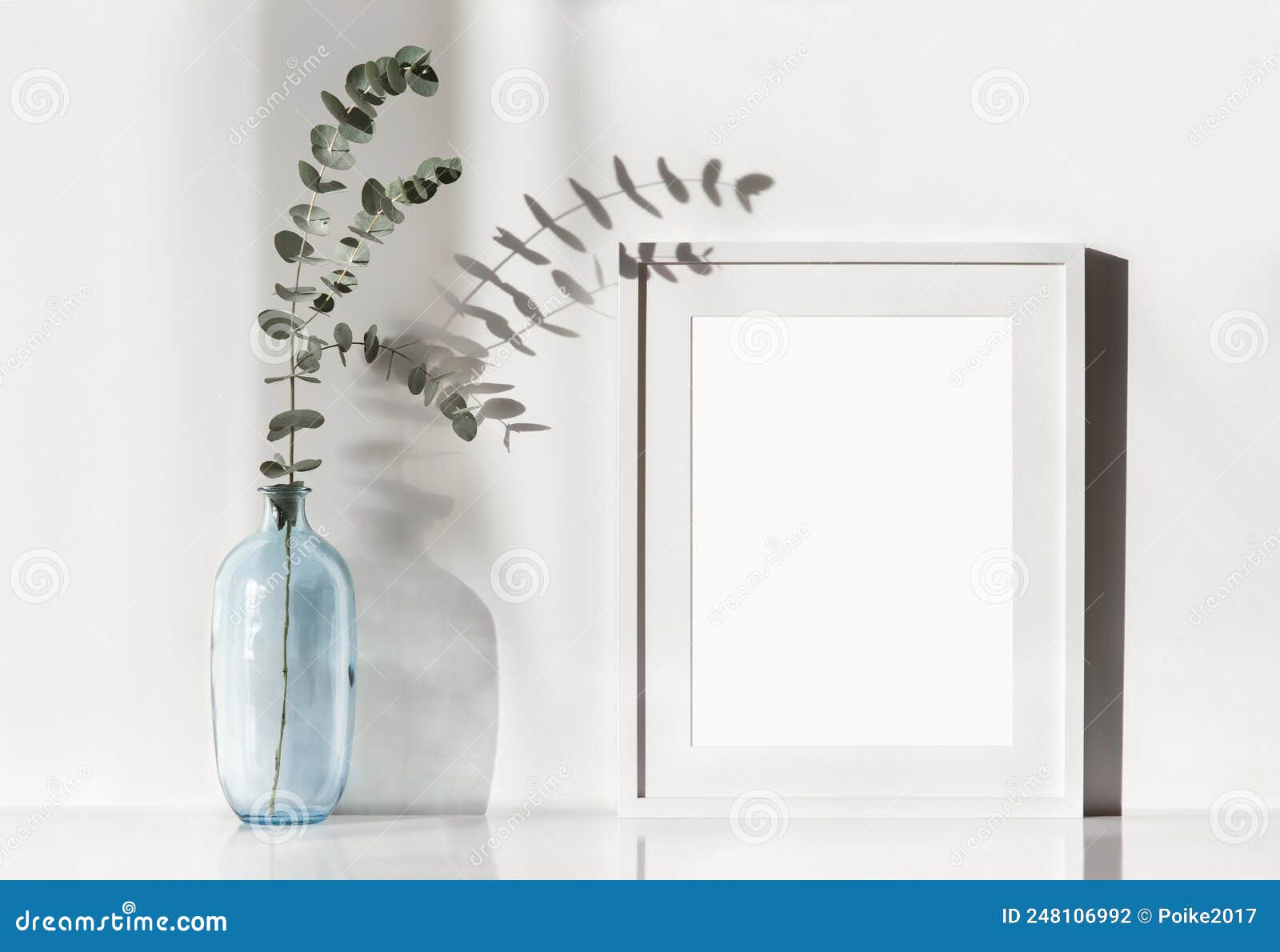 Empty Horizontal Frame Mockup in Modern Minimalist Interior with Plant ...